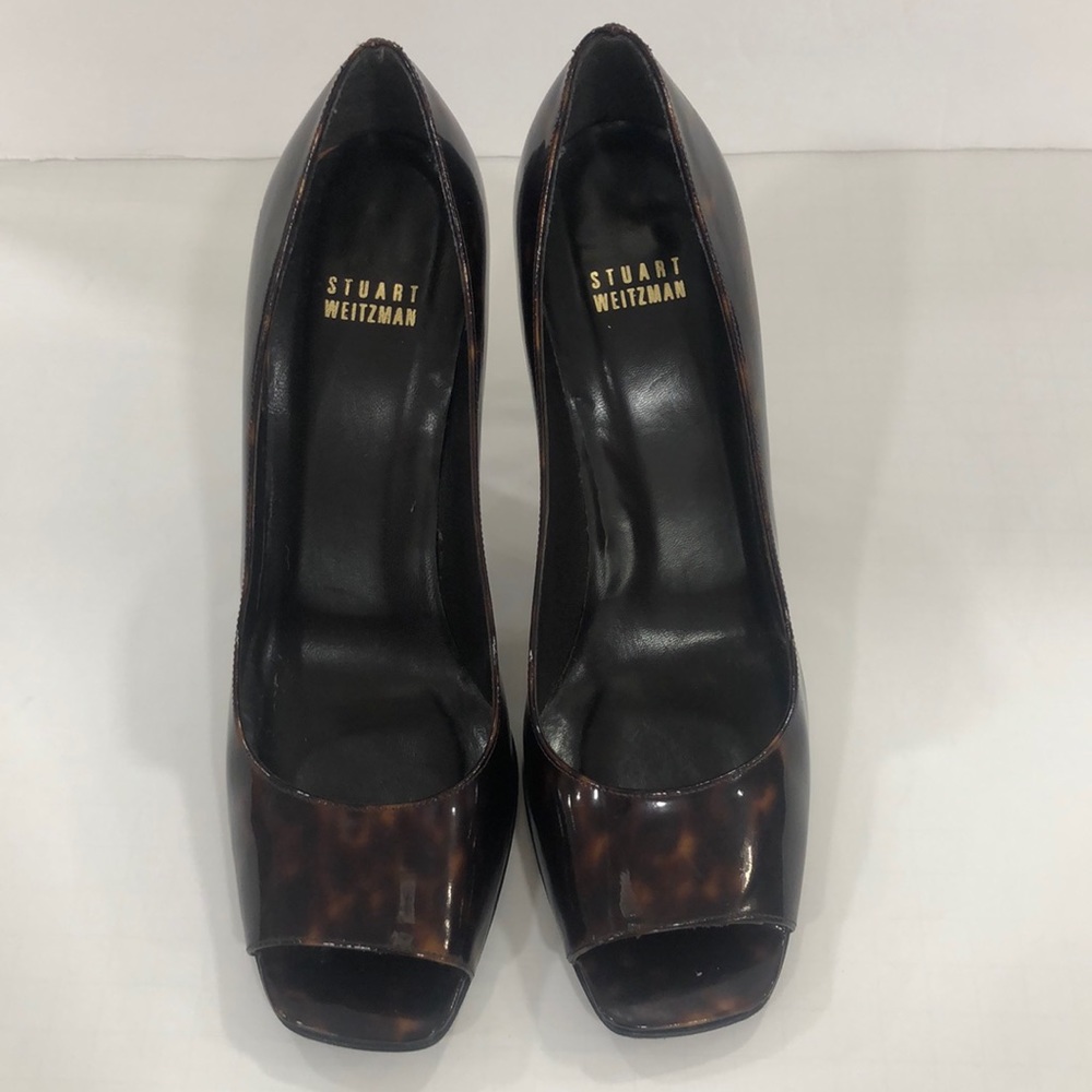 Stuart Weitzman Open Toed Tortoise Shell Pump 9m. - Gem